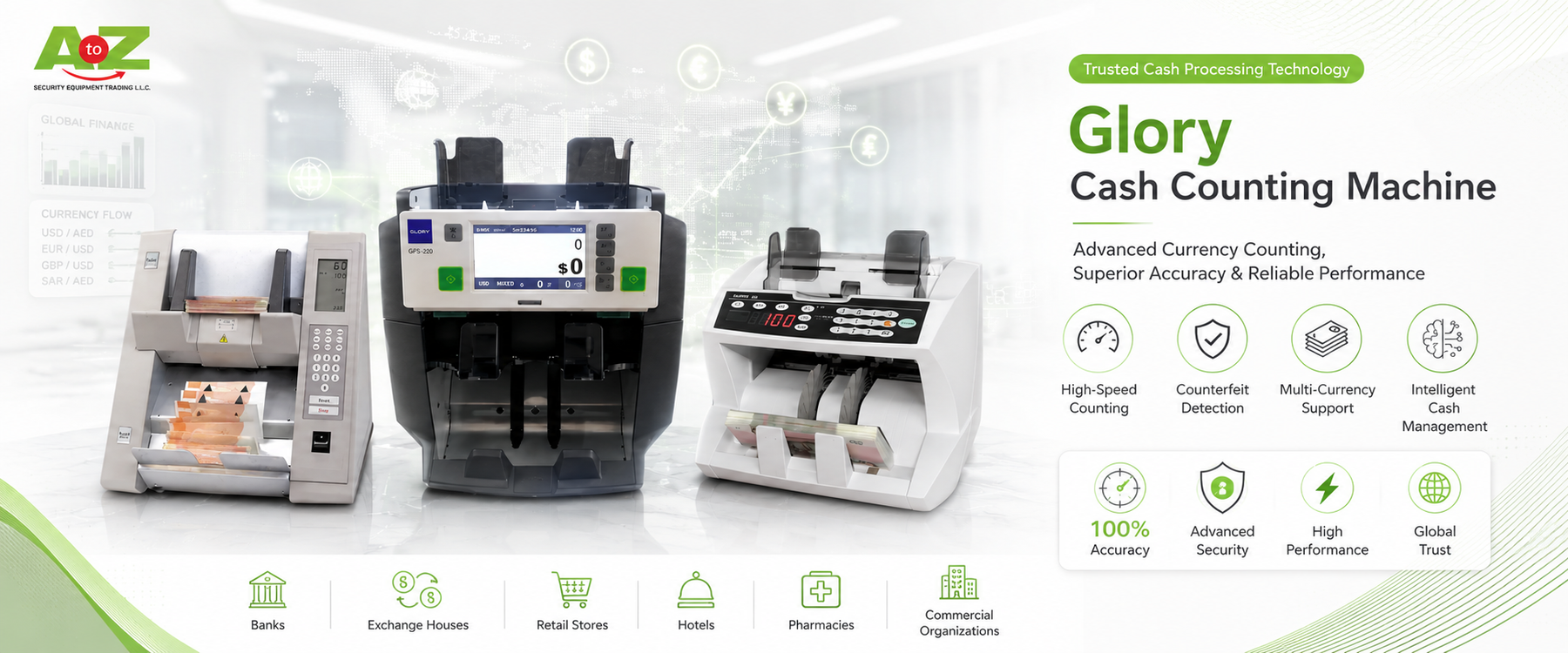 GLORY Cash Counting Machine Dubai Online Equipment Seller